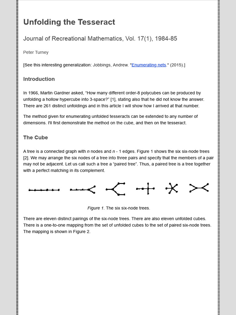 Unfolding The Tesseract Pdf Vertex Graph Theory Mathematics