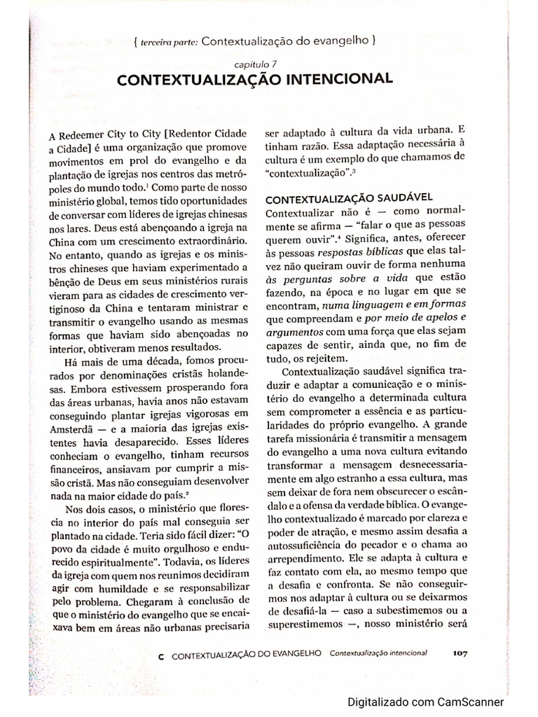 Contextualização Intencional - Igreja Centrada - Tim Keller | PDF