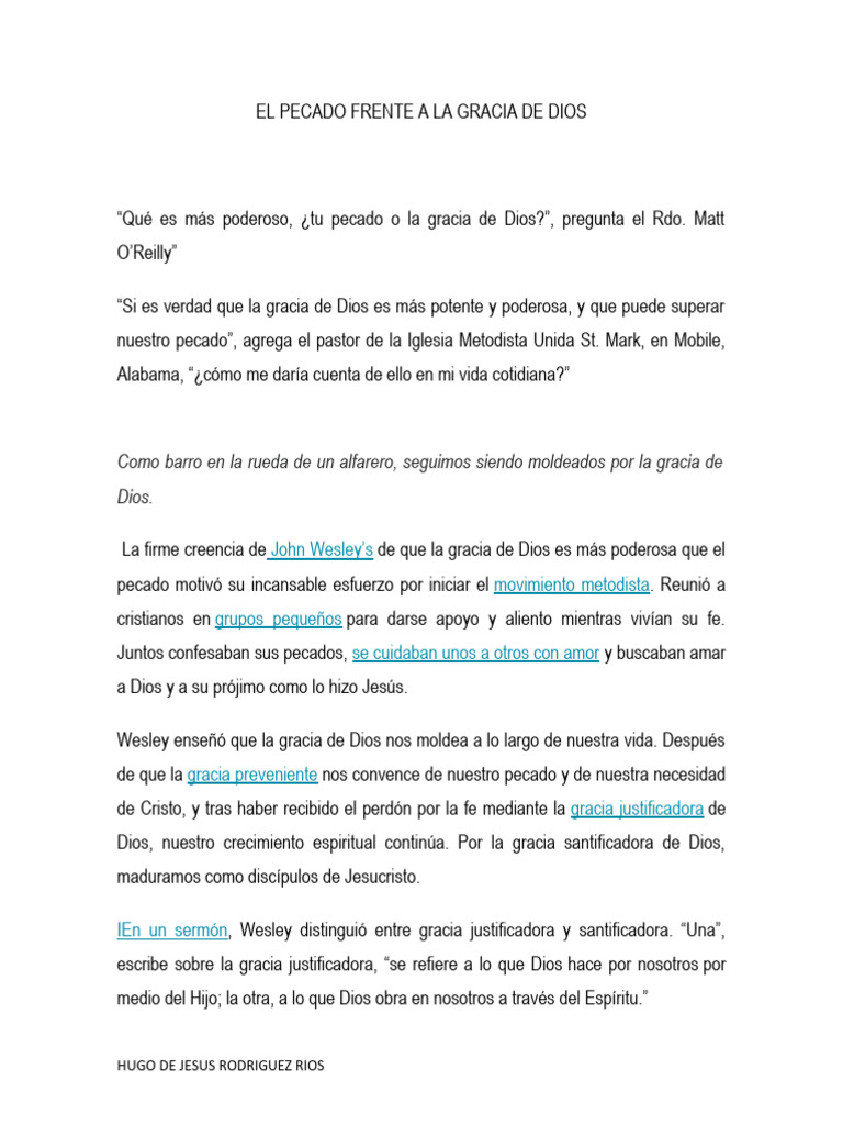 El Pecado Frente A La Gracia De Dios 210423 Pdf Gracia Divina Pecado