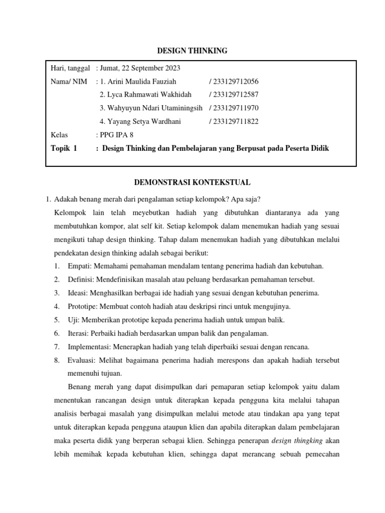 Design Thinking dalam Pendidikan | PDF