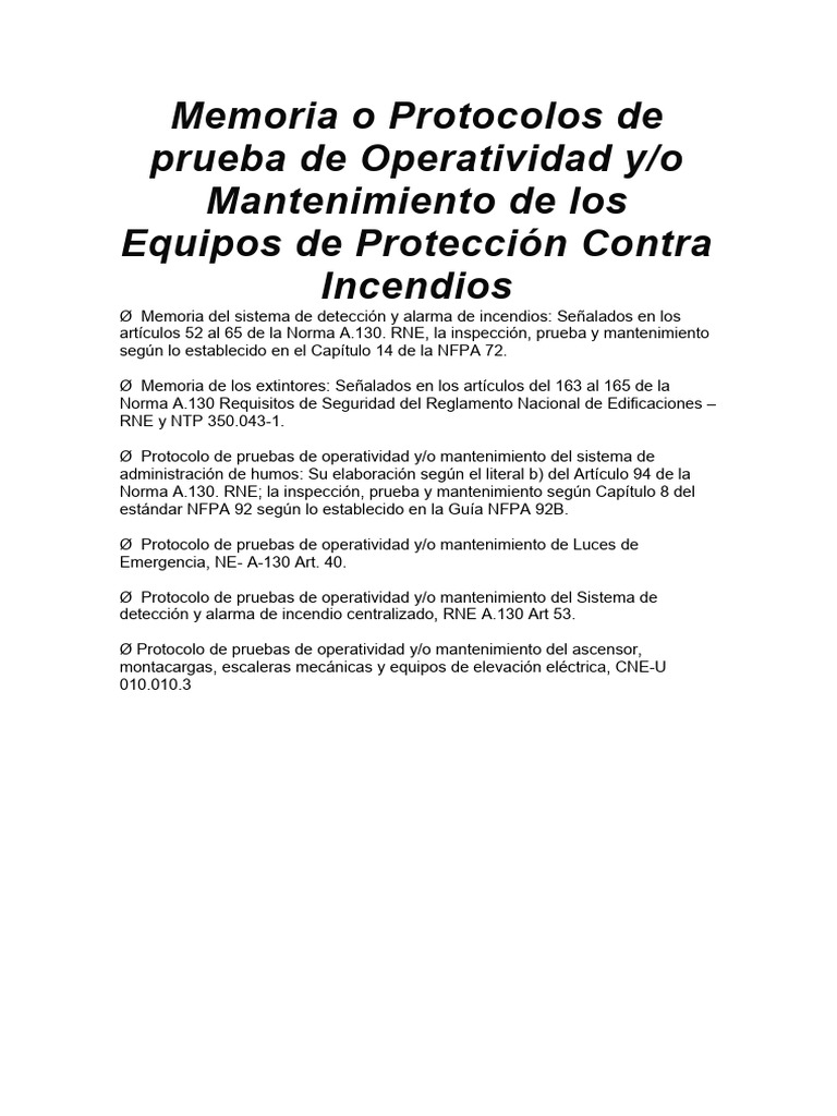 Memoria o Protocolos de Prueba de Operatividad y | PDF | Tecnología