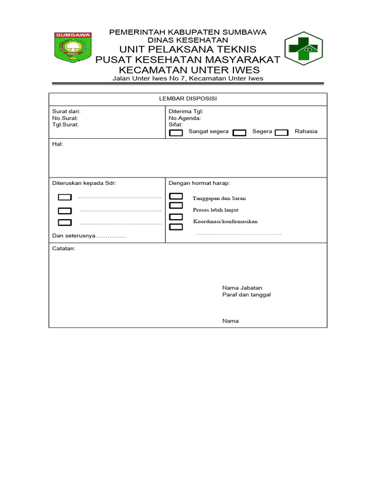 Format Lembar Disposisi | PDF