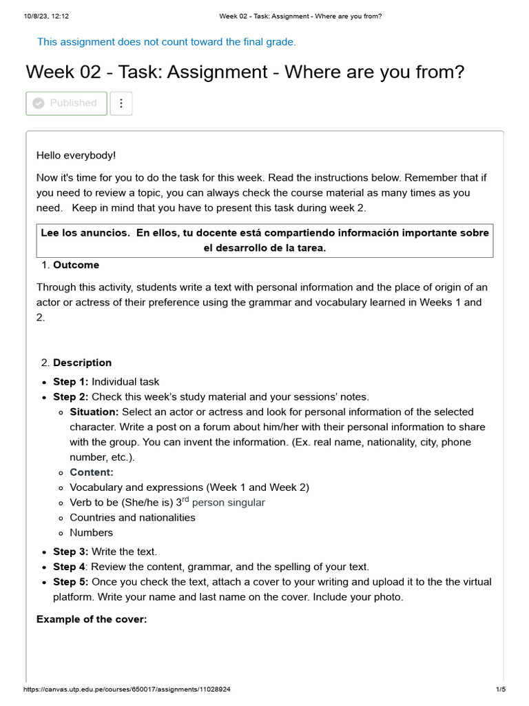 Week 02 - Task - Assignment - Where Are You From - OK | PDF | Languages | Foreign Language Studies