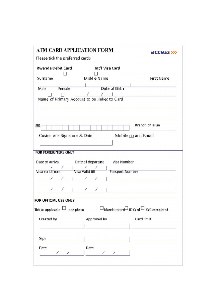 ATM Card Application | PDF