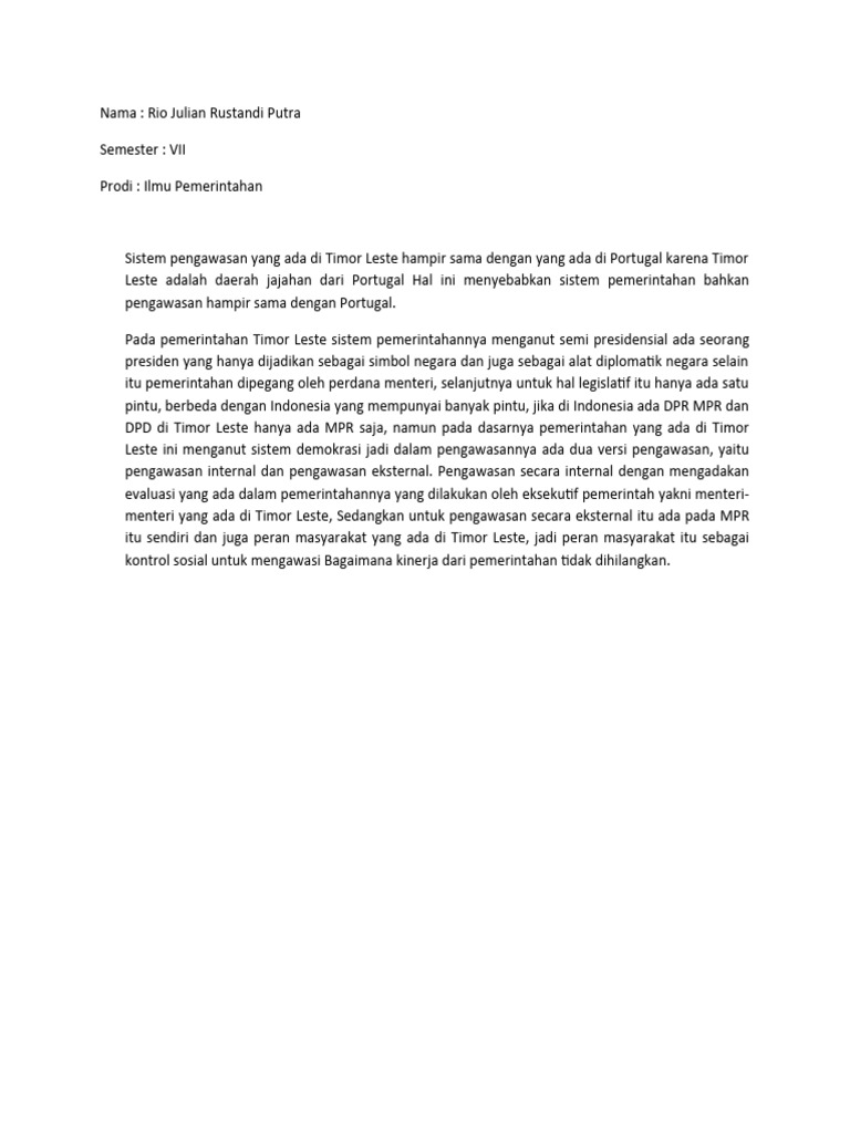 Nama - Rio Juli Tugas Bu Nova Pengawasan Sistem Pemerintahan Timor ...
