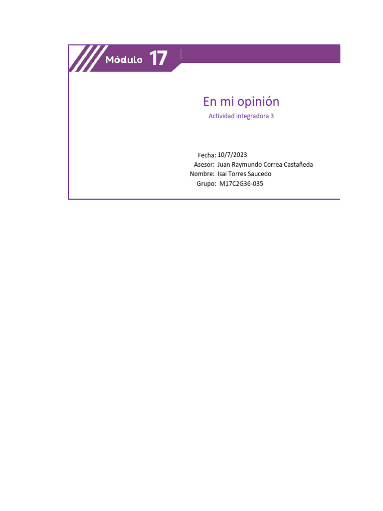 Actividad integradora 3 módulo 17 prepa en línea SEP | PDF