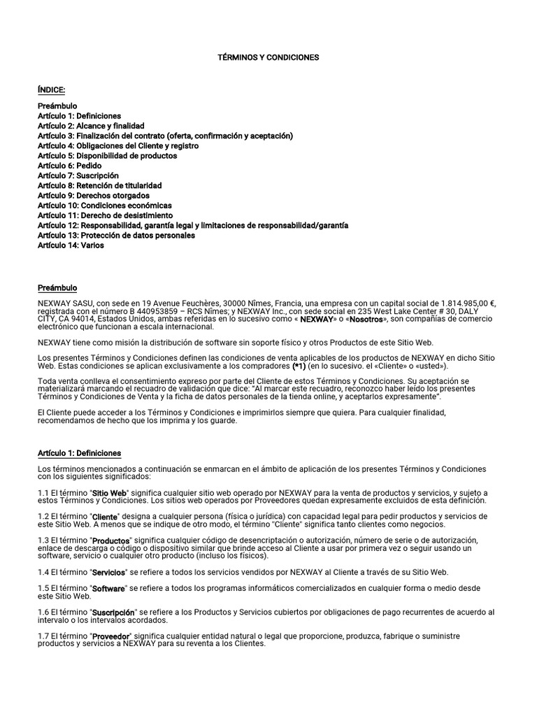 Condiciones | PDF | Red mundial | Internet y web