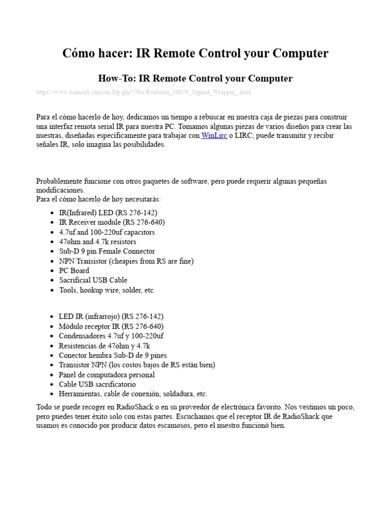 IR Remote Control PC | PDF