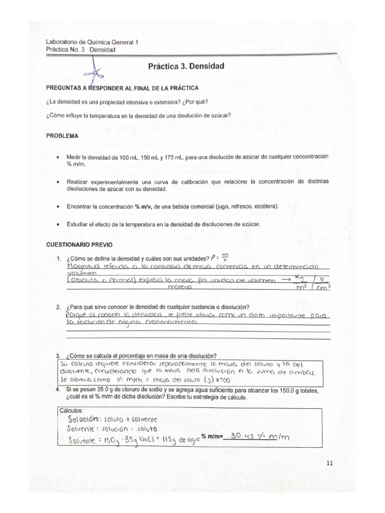 Práctica 3. Densidad (Previo) | PDF