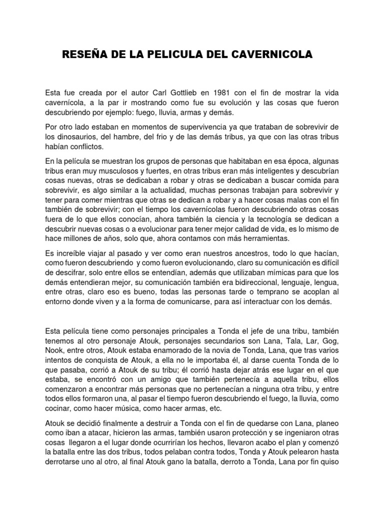 Reseña de La Pelicula Del Cavernicola | PDF | Tribu