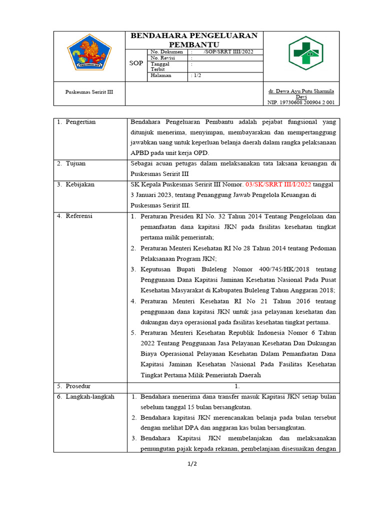 SOP Bendahara BPP 2022 | PDF