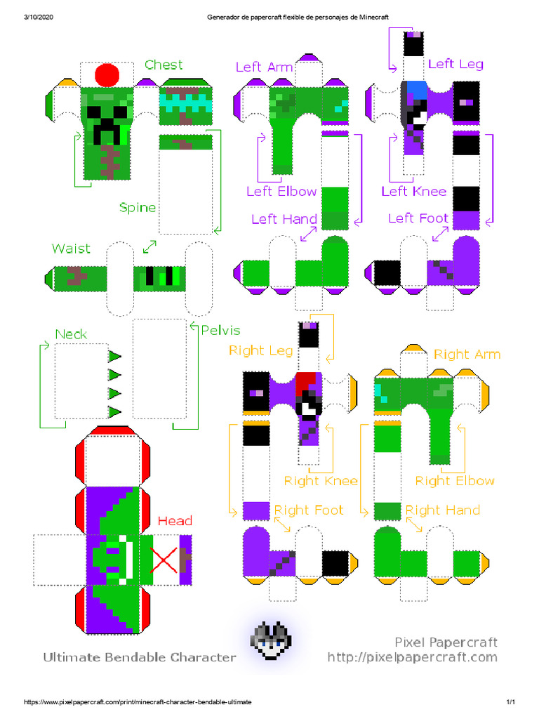 Generador de Papercraft Flexible de Personajes de Minecraft 2 | PDF