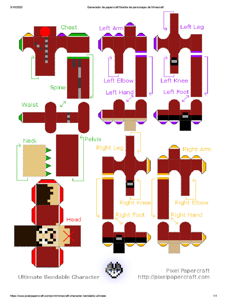 Generador de Papercraft Flexible de Personajes de Minecraft 3 | PDF