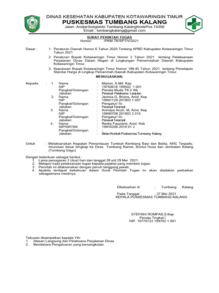Contoh SPJ Luar Kota-Pusling | PDF