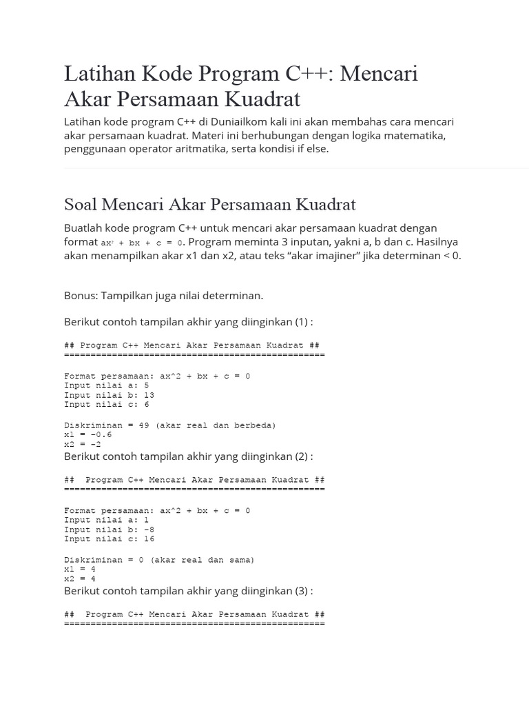 Materi 8 Contoh Kasus Bisection Program C++ | PDF | Komputer | Teknologi & Rekayasa