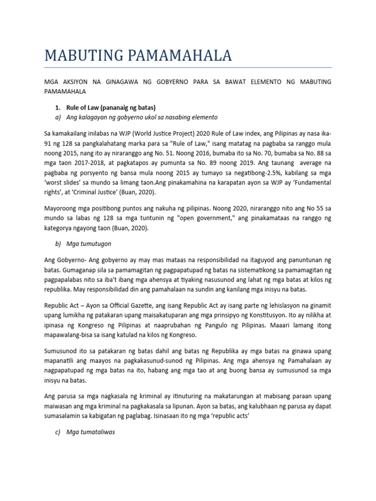 Mabuting Pamamahala Ap | PDF