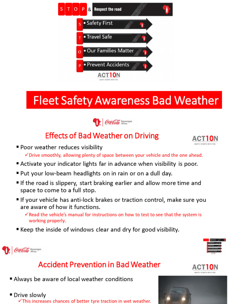 Fleet Safety Awareness-Driver Training-Bad Weather | PDF | Headlamp | Road