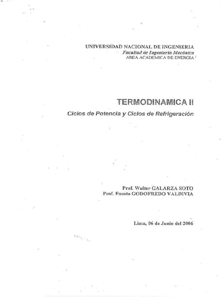 Ciclo de Potencia y Cliclos de Refrig-Termodinamica Ii | PDF
