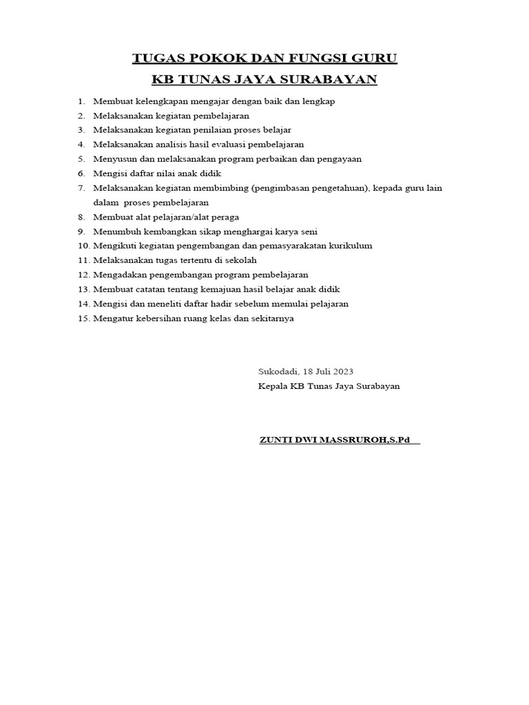 Tugas dan Fungsi Guru serta Kepala Sekolah | PDF