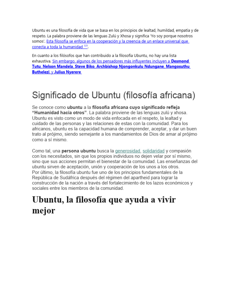 Ubuntu Es Una Filosofía de Vida Que Se Basa en Los Principios de ...