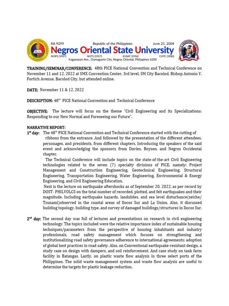 48th PICE National Convention Highlights | PDF | Civil Engineering ...