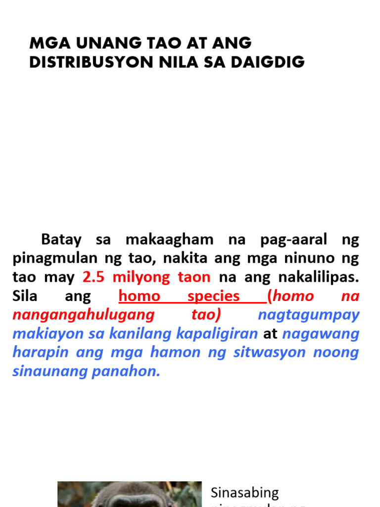 Mga Unang Tao at Ang Distribusyon Nila Sa | PDF