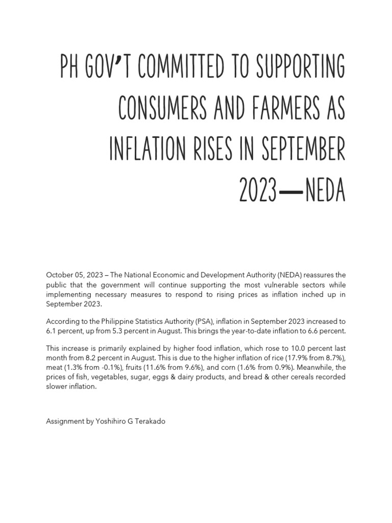 PH Gov't Committed To Supporting Consumers and Farmers As in | PDF