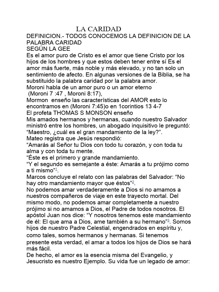 La Caridad | PDF | Amor | Teología