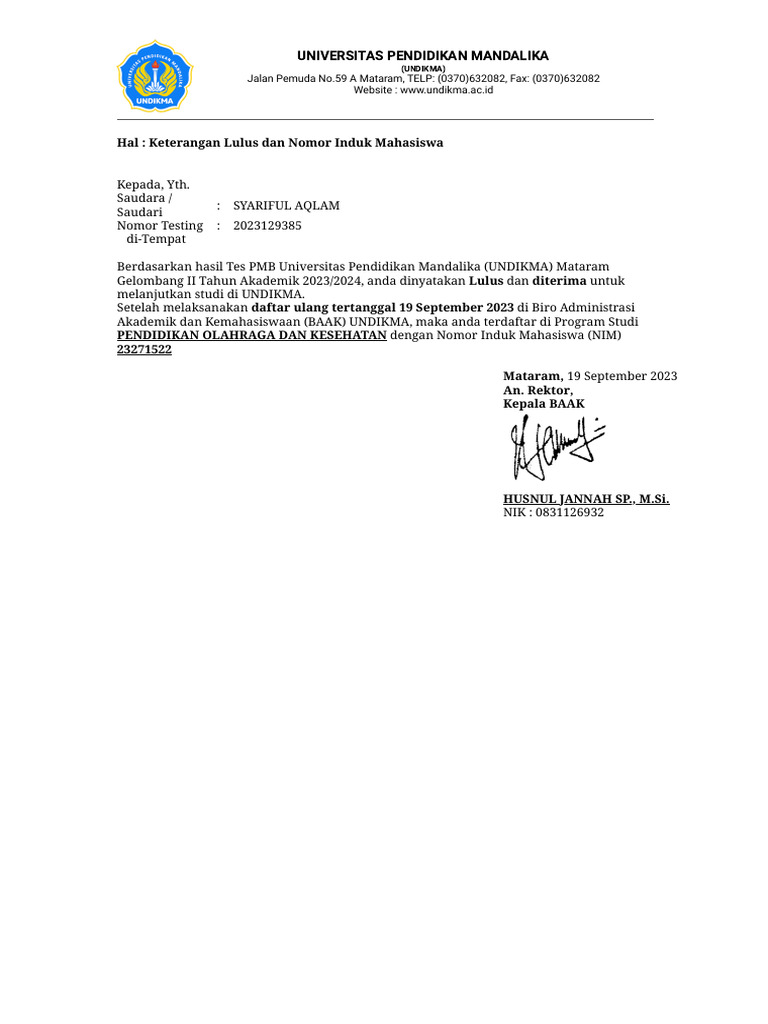 Siakad - Undikma.ac - Id Cetak Kelulusan GFl4FRsZAHw | PDF