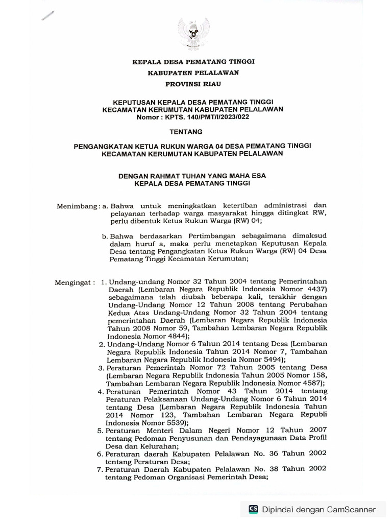 Contoh SK RW 04 | PDF