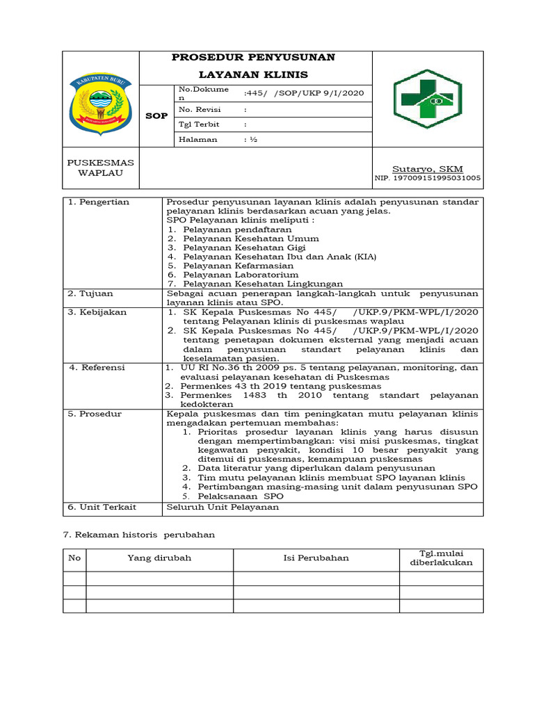 9.2.2.4 Sop Prosedur Penyusunan Layanan Klinis | PDF
