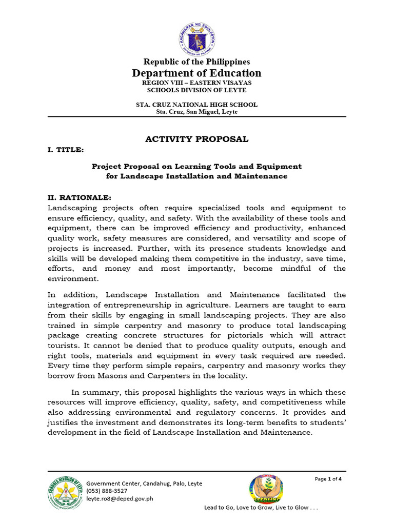 Landscaping Activity Proposal | PDF | Carpentry