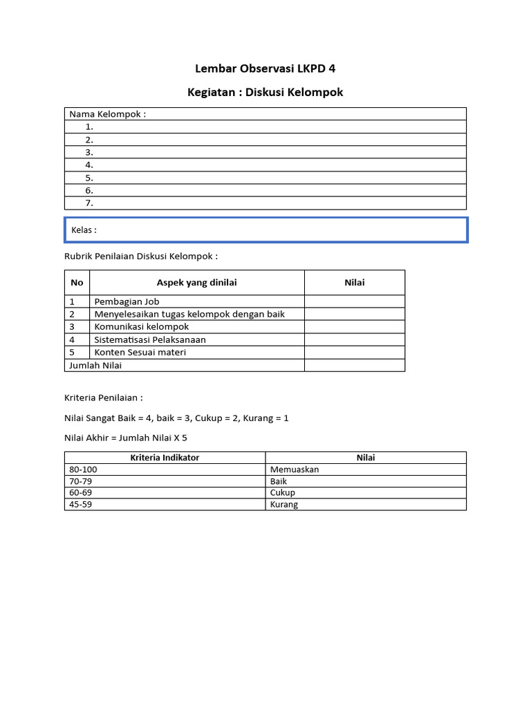 Lembar Observasi LKPD 4 | PDF
