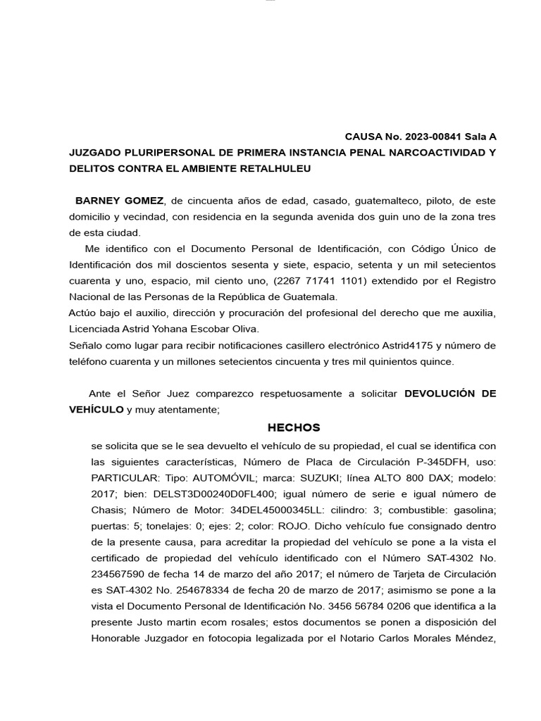 memo lic oscar para hoy | PDF | Guatemala | Justicia
