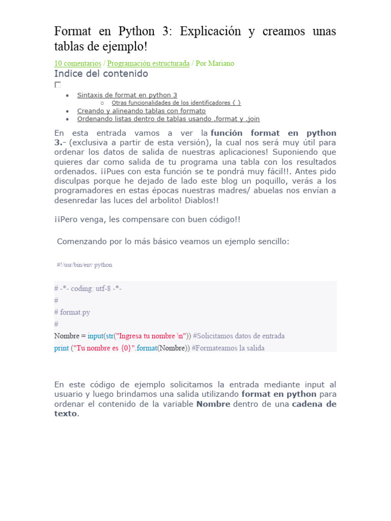 Format En Python 3 Pdf Python Lenguaje De Programación Ciencias De La Computación