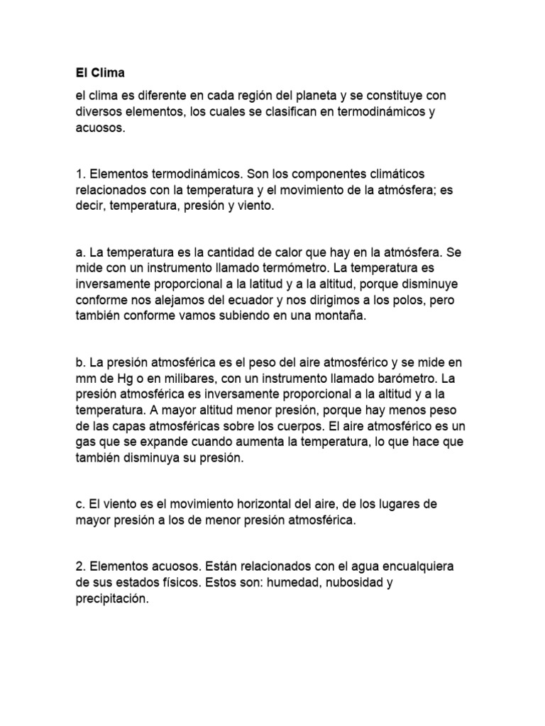 El Clima | PDF | Clima | Precipitación