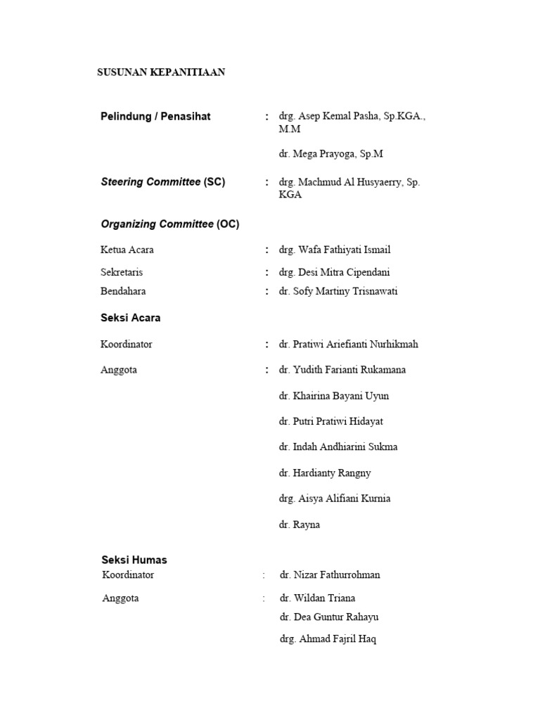 SUSUNAN KEPANITIAAN | PDF