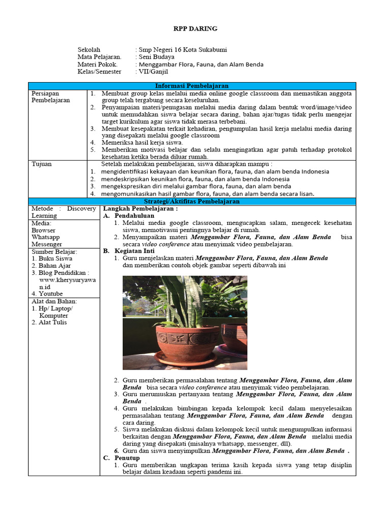 RPP Daring SBK KLS 7 Sem. 1 | PDF | Karier & Perkembangan