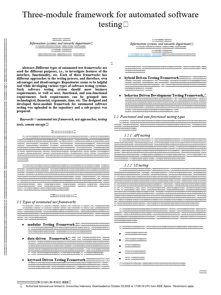 Three Module Framework For Automated Software Testing Pdf Selenium Software Software