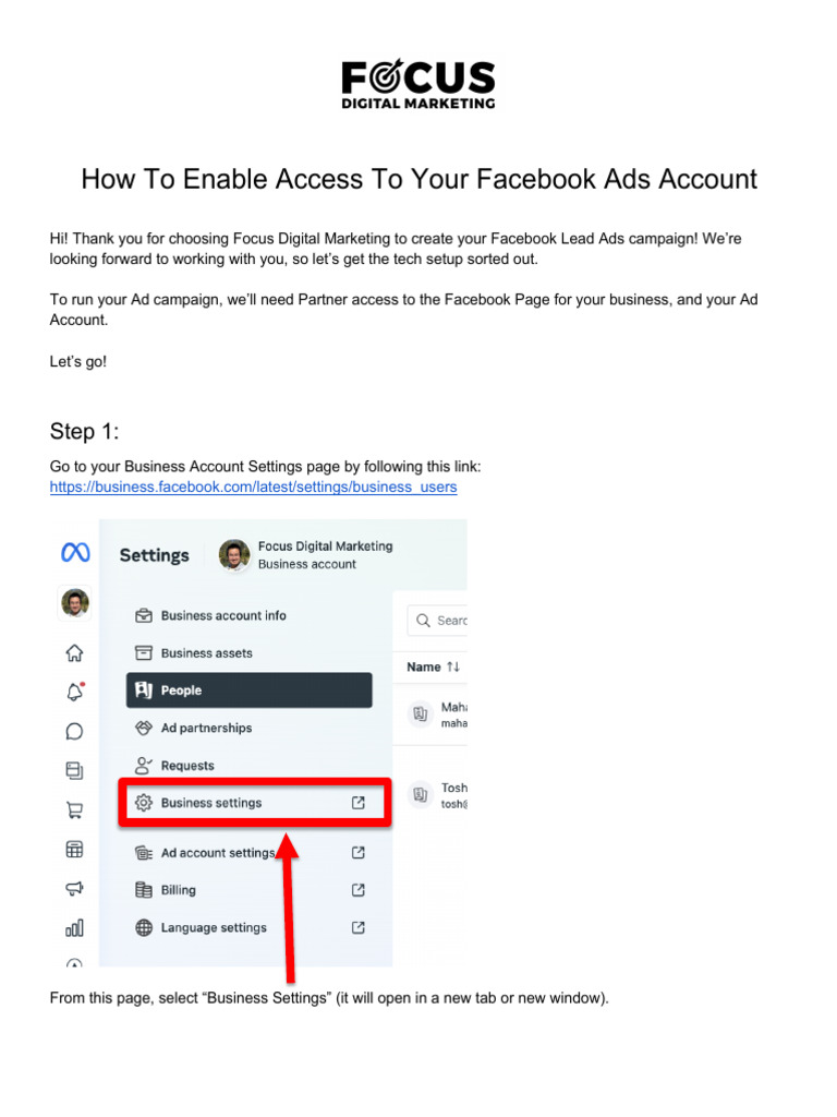 Enable Access to Facebook Ad Account | PDF | Business