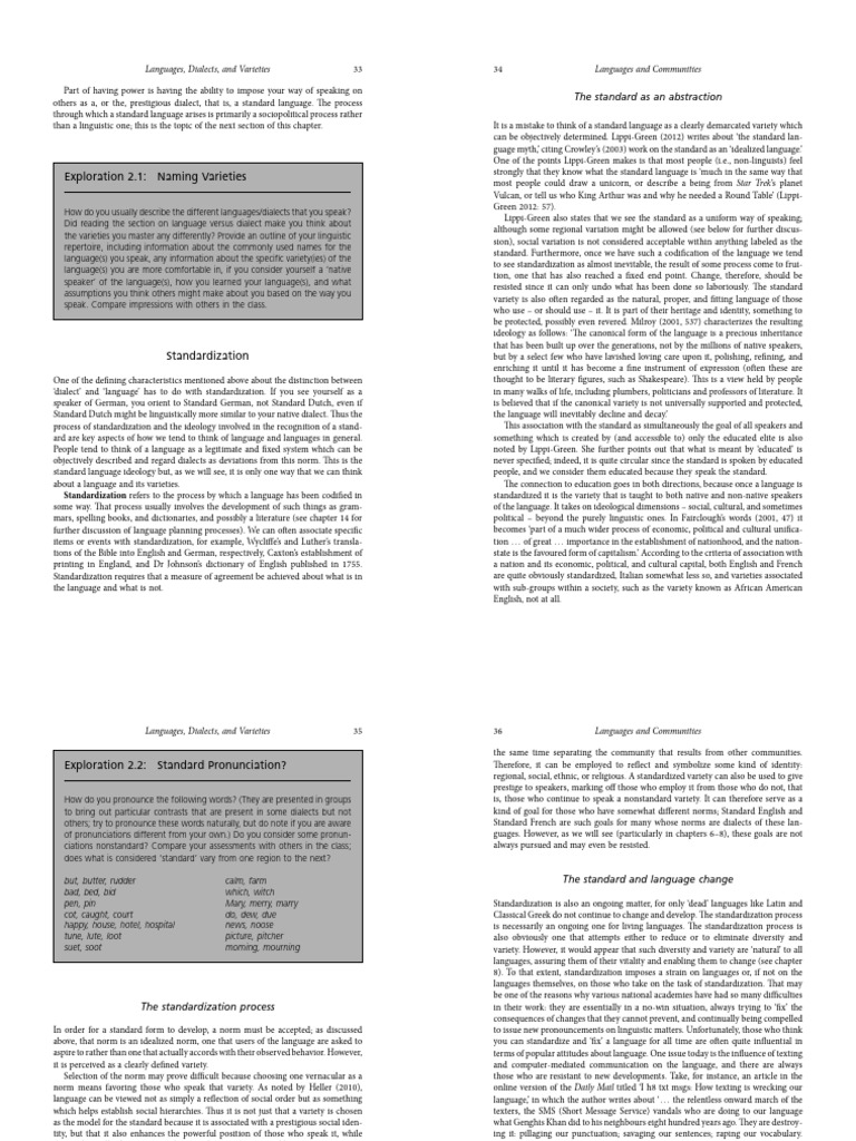 An Introduction To Sociolinguistics Chapter 2 Standarization Process | PDF | Dialect | English ...