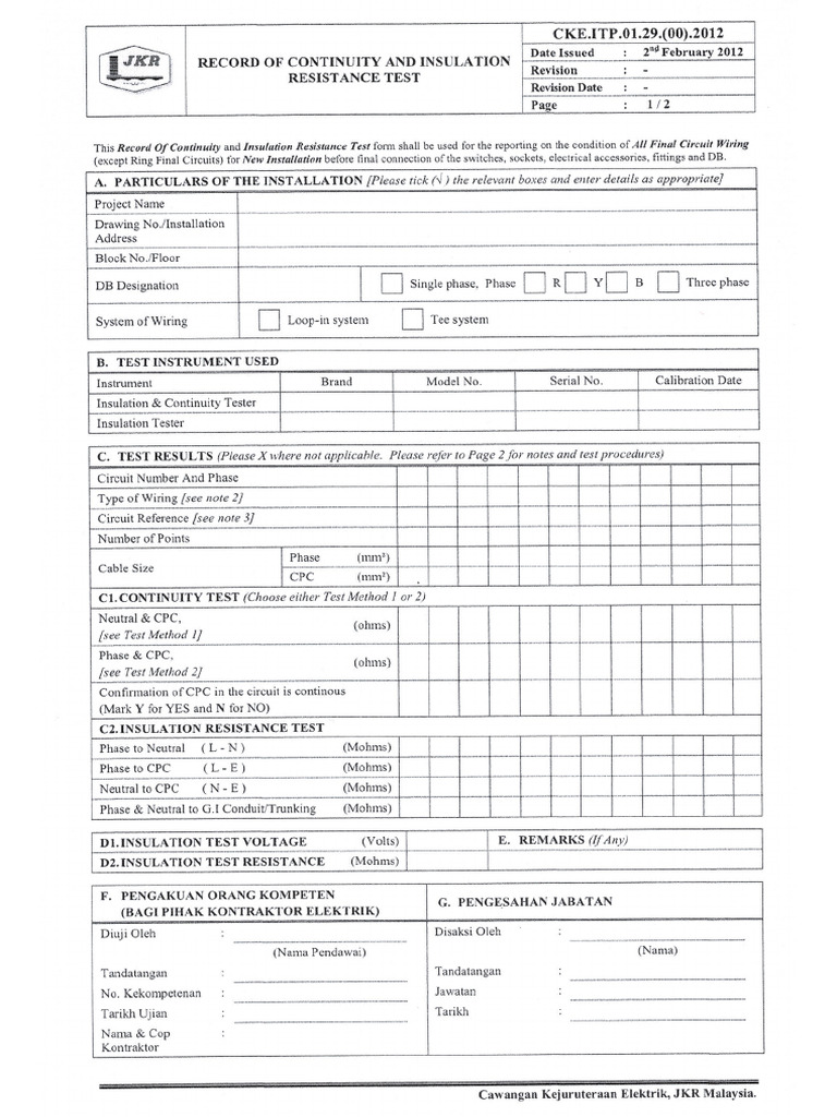 Borang Continuity Test | PDF