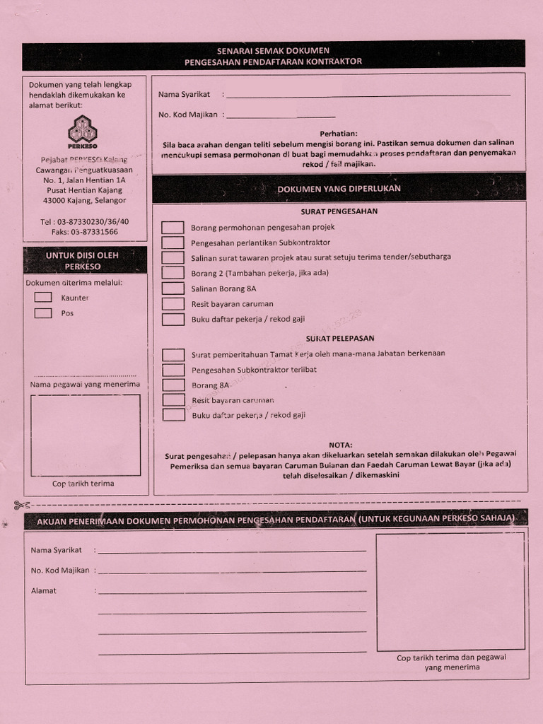 Senarai Semak Perkeso | PDF