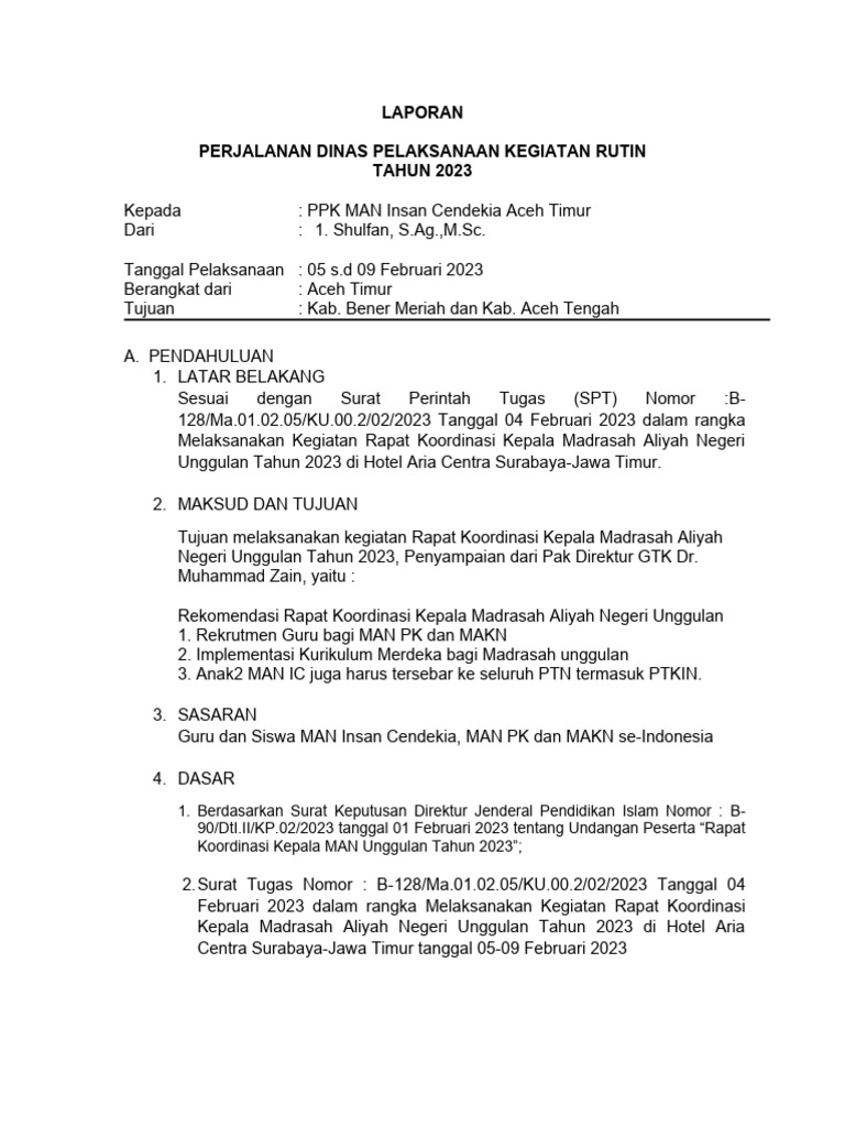 Laporan Perjadin 2023 | PDF