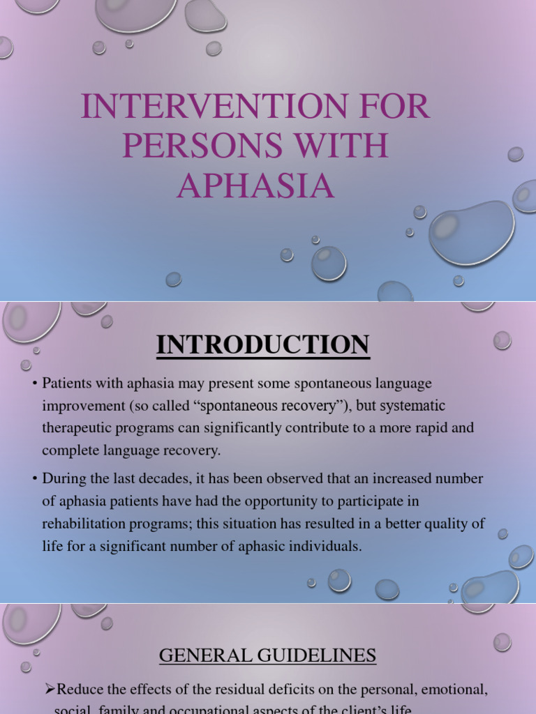 Intervention For Persons With Aphasia | Download Free PDF | Aphasia | Word