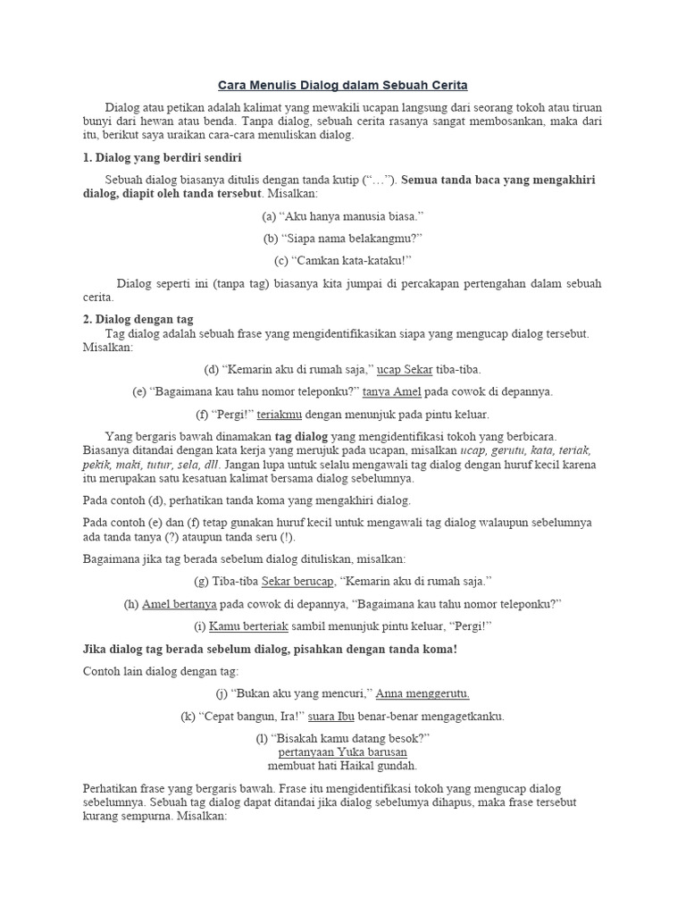 Cara Menulis Dialog Dalam Sebuah | PDF