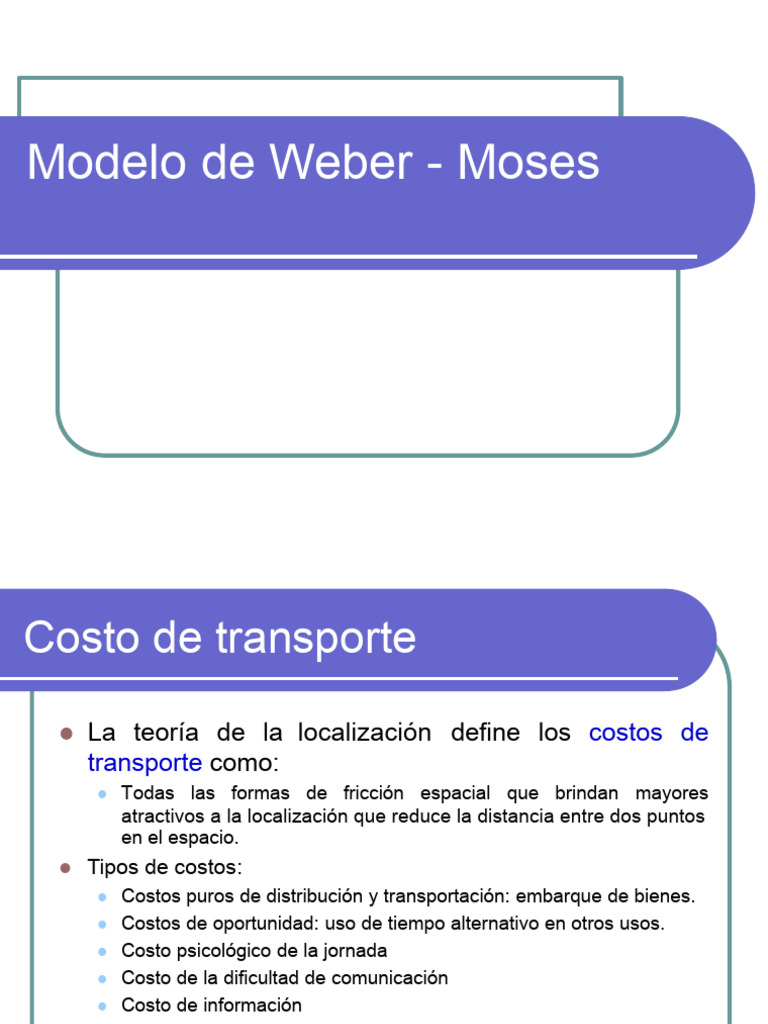 EC620 UD1 s3 Modelo de Weber-Moses | PDF | Mercado (economía) | Transporte
