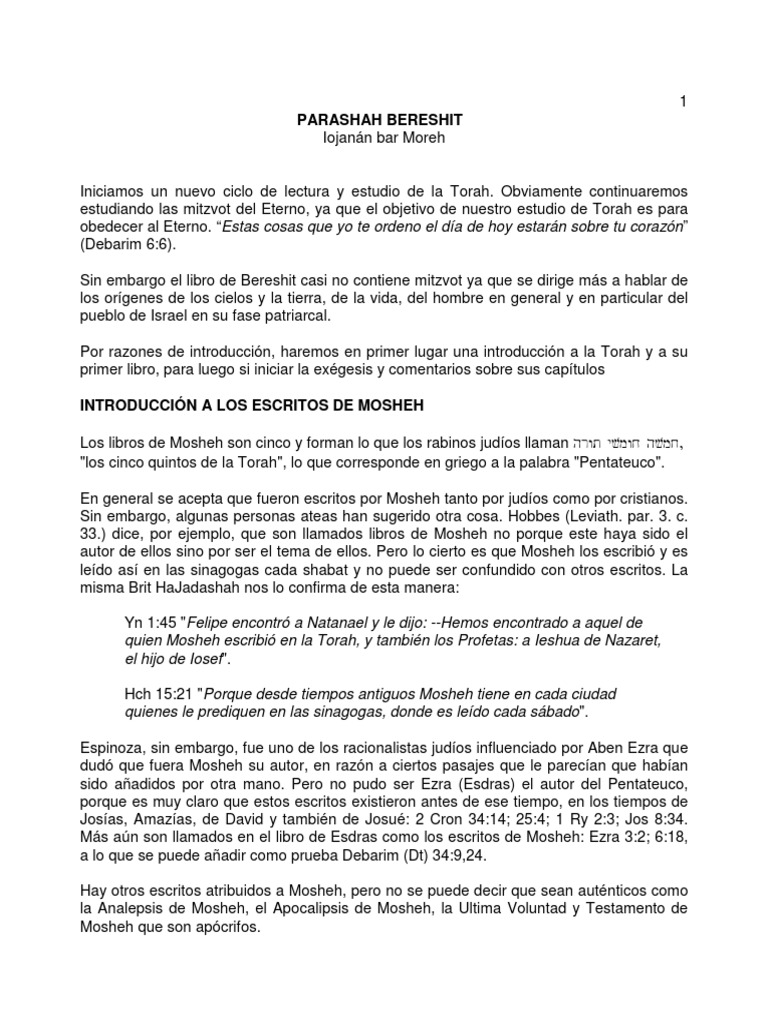Introducción a Bereshit y la Creación | PDF | Libro del Génesis | Tora