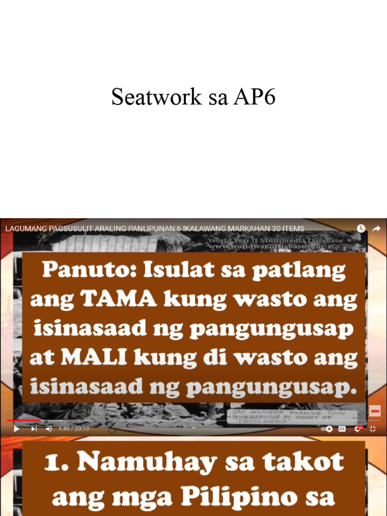 Seatwork Sa AP6 | PDF