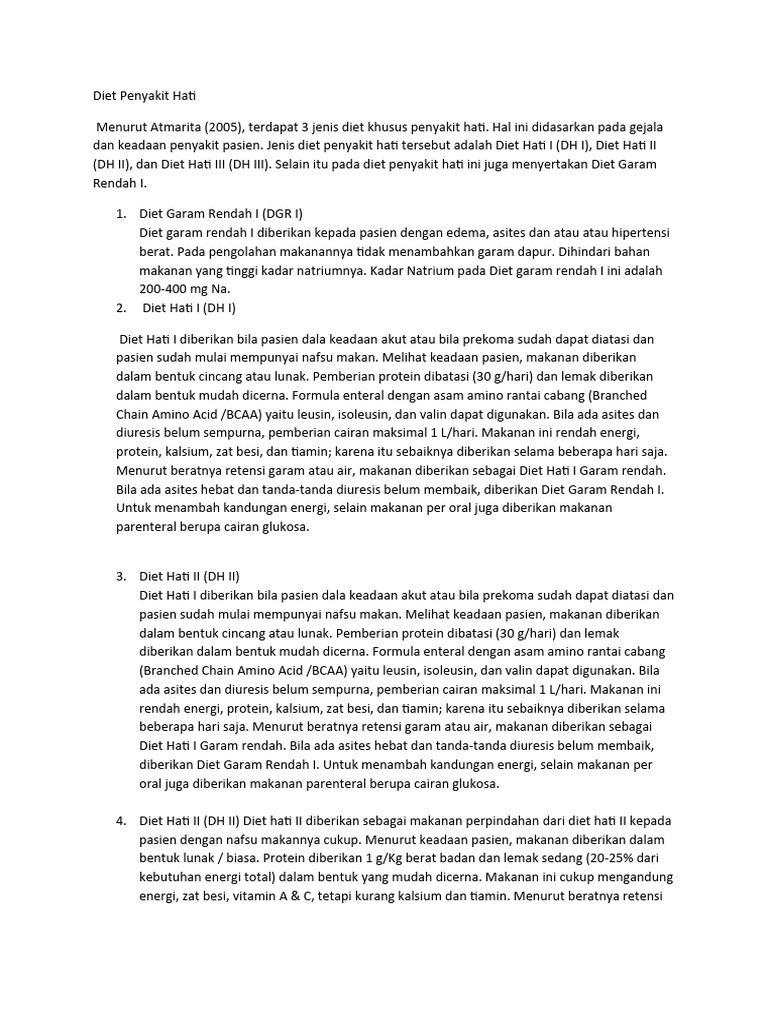 Diet Penyakit Hati | PDF